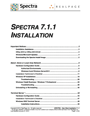 Fillable Online SPECTRA INSTALLATION Fax Email Print - pdfFiller