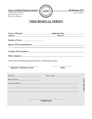 Fillable Online thelcpc TREE REMOVAL PERMIT - Liberty Consolidated ...