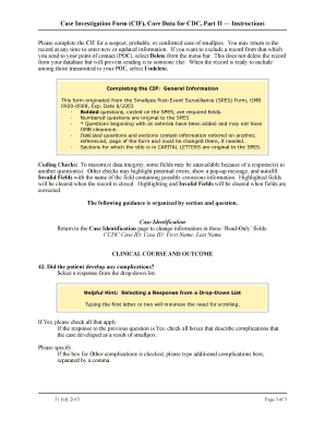 Fillable Online ftp cdc Case Investigation Form (CIF), Core Data for ...