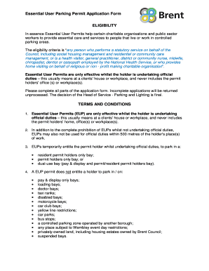 Fillable Online brent gov Essential User Parking Permit Application ...