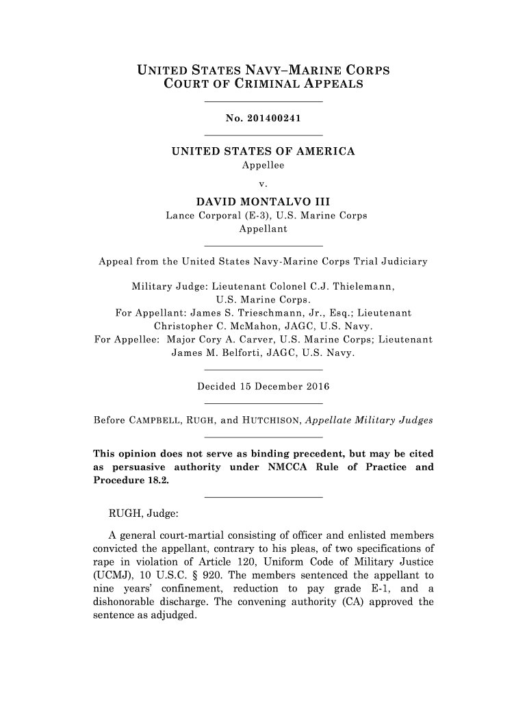 Fillable Online jag navy UNITED STATES NAVY MARINE CORPS COURT ... - US ...