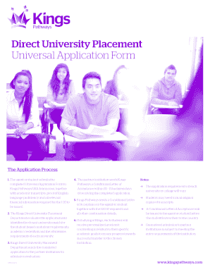 Fillable Online Direct University Placement Universal Application Form ...