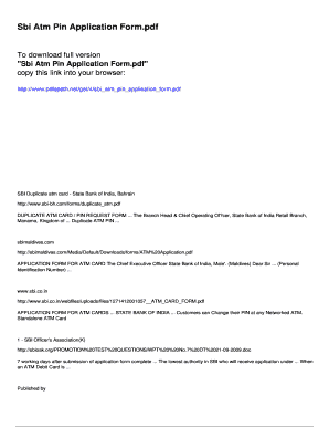 Fillable Online Sbi Atm Pin Application Form - pdfslibforme.com Fax ...
