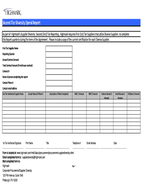 Fillable Online Second Tier Diversity Spend Report Fax Email Print ...