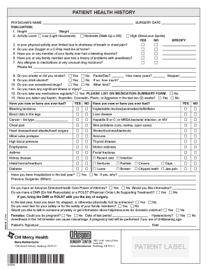 Fillable Online ADA Health History Form Fax Email Print - pdfFiller