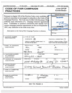 Fillable Online Code of Fair Campaign Practices - Irving ISD Fax Email Print - pdfFiller