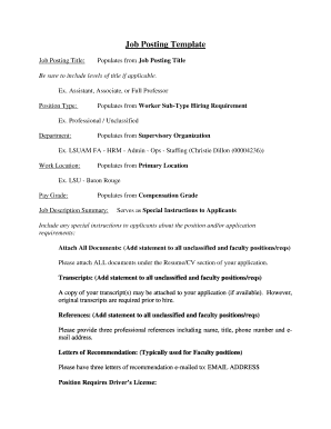 Fillable Online Populates from Job Posting Title Fax Email Print ...