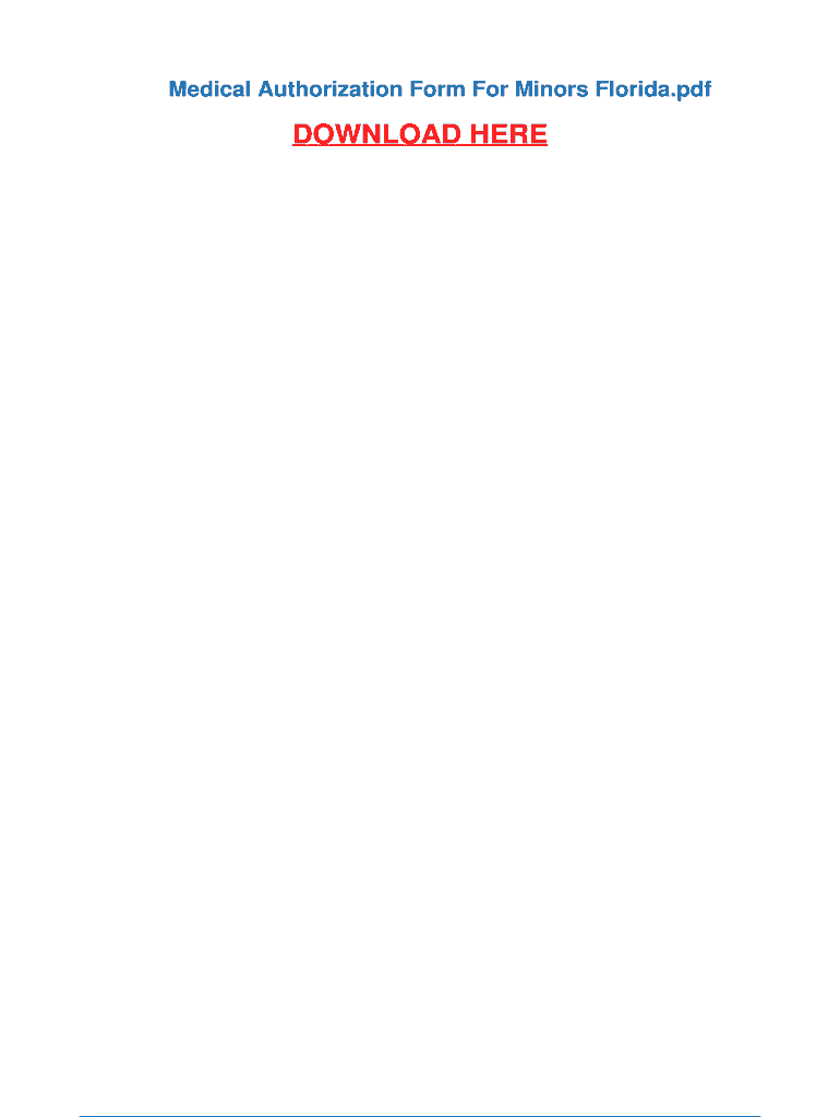 Fillable Online Medical Authorization Form For Minors Florida Fax Email ...