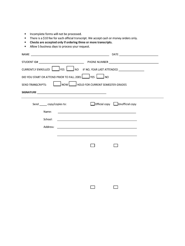 Fillable Online Transcript Request Form - msmstudents.com Fax Email Print - pdfFiller