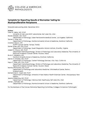 Fillable Online cap Template for Reporting Results of Biomarker Testing ...
