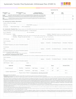 Fillable Online Systematic Transfer Plan/Systematic Withdrawal Plan (FORM 3) Fax Email Print ...