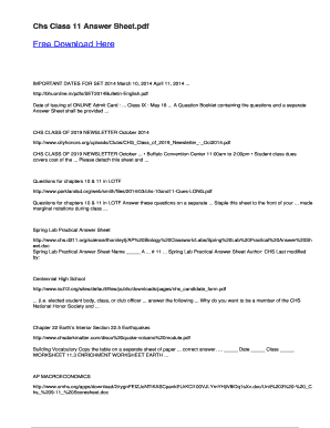 Fillable Online Chs Class 11 Answer Sheet Fax Email Print - pdfFiller