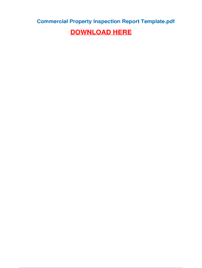 Fillable Online Commercial Property Inspection Report Template Fax ...