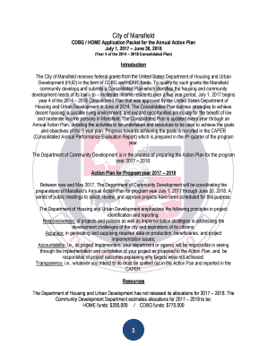 Fillable Online CDBG / HOME Application Packet for the Annual Action ...