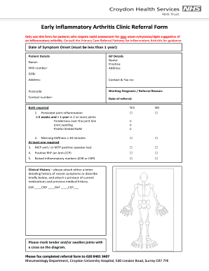 Fillable Online Primary Care Referral Form for Early Inflammatory ...