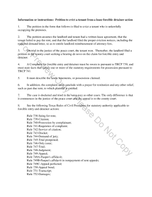 Fillable Online Information or instructions: Petition to evict a tenant ...