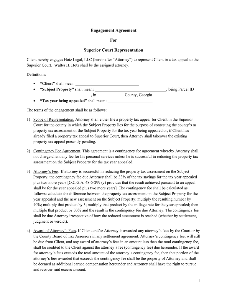 Fillable Online Engagement Agreement for Superior Court Appeal for Commercial Property (1).docx ...