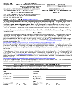 Fillable Online modot REQUEST FOR MAILING ADDRESS: BID (RFB) FORM Fax ...