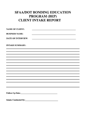 Fillable Online DOT-BEP -Intake Form.doc Fax Email Print - pdfFiller