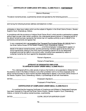 Fillable Online decaturcounty in CERTIFICATE OF COMPLIANCE WITH SMALL ...