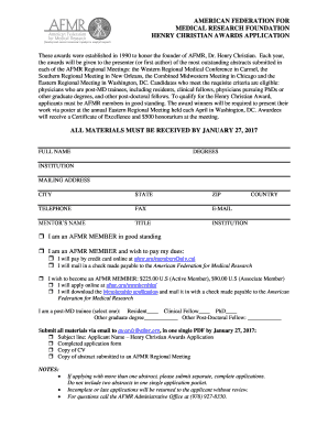 Fillable Online afmr AMERICAN FEDERATION FOR - afmr Fax Email Print ...