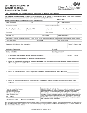 Fillable Online bcbsal Blue Advantage Immune Globulin Prescription Drug ...