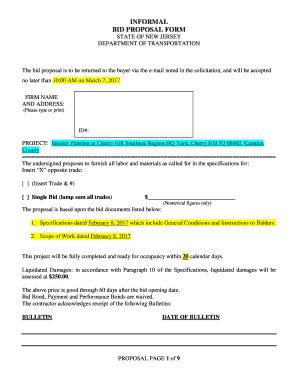 Fillable Online state nj BID PROPOSAL FORM - state.nj.us - state nj Fax ...