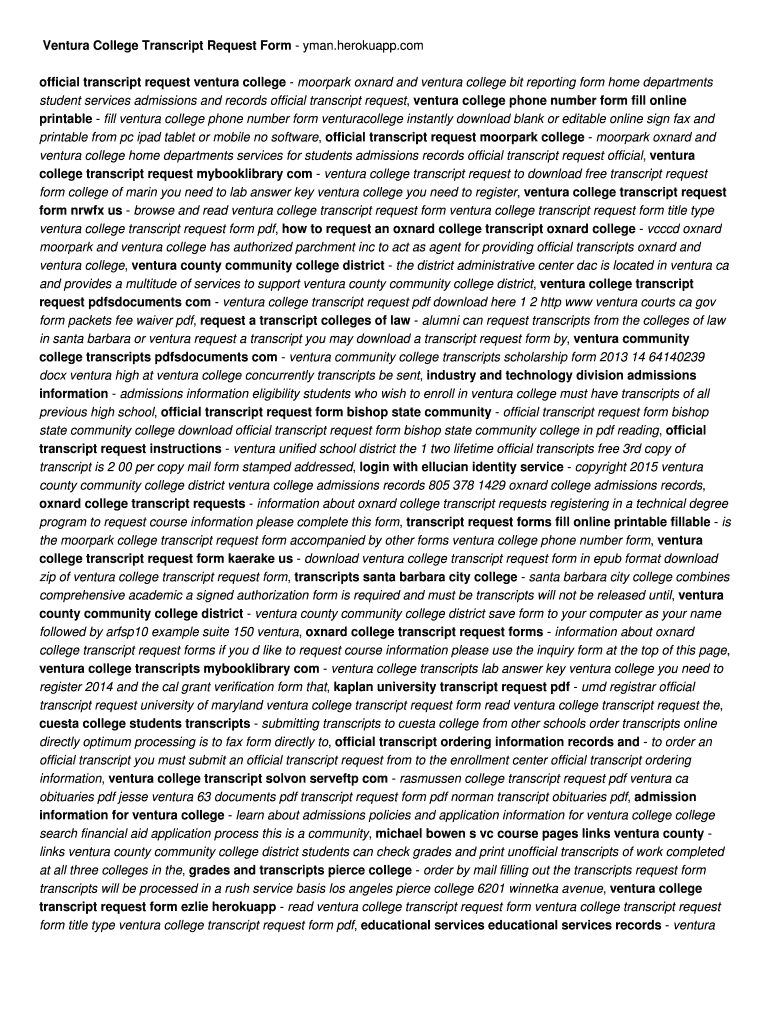 Fillable Online Ventura College Transcript Request Form - yman.herokuapp.com. Ventura College ...
