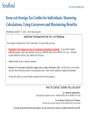 Fillable Online Form 1116 Foreign Tax Credits for Individuals ...