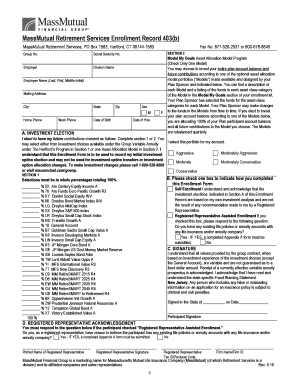 Fillable Online MassMutual Retirement Services Enrollment Record 403(b ...