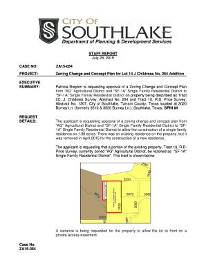 Fillable Online Department of Planning & Development Services - City of Southlake Fax Email ...