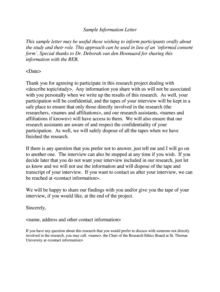 Fillable Online Sample Information Letter Fax Email Print - pdfFiller