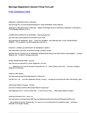 Fillable Online Marriage Registration Sample Filling Form Fax Email ...