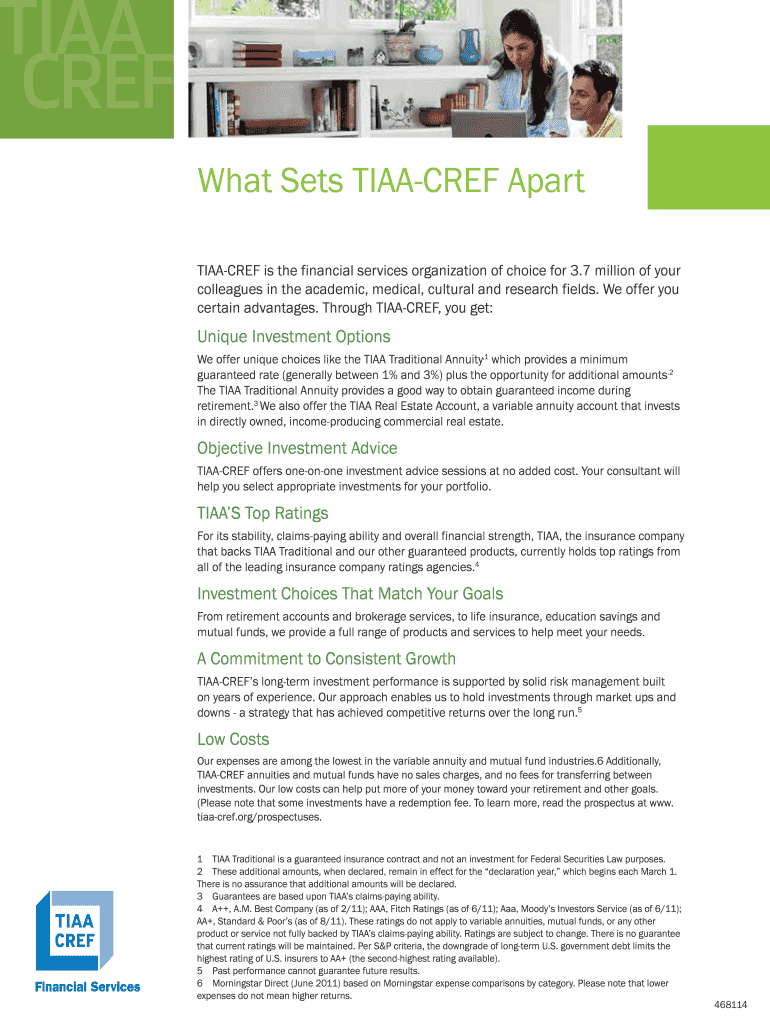 Fillable Online Fillable Online bridgewater WHAT SETS TIAA-CREF APART ...