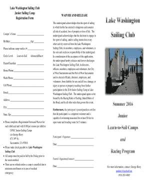 Fillable Online lwsailing 2016 Youth Sailing Camps - Lake Washington ...