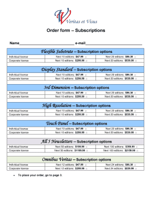 Fillable Online Order form Subscriptions Fax Email Print - pdfFiller