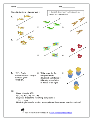 Fillable Online Glide Reflections Five Pack Practice Worksheets Fax ...