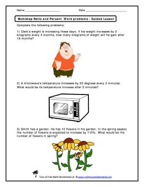 Fillable Online Multistep Ratio and Percent Word Problems Guided Lesson ...