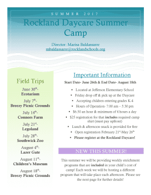 Fillable Online Rockland Daycare Summer Fax Email Print - pdfFiller
