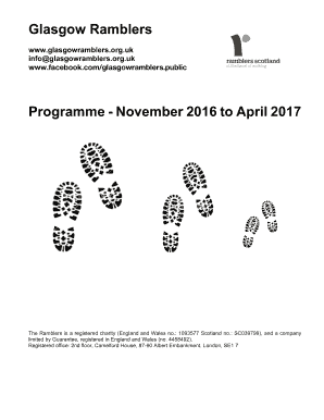 Fillable Online glasgowramblers org Current walks programme in ...