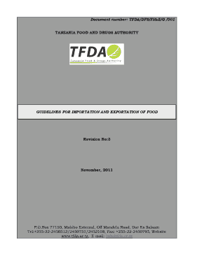 Fillable Online tfda go Guidelines for Importation and Exportation of ...