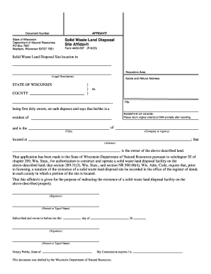 Fillable Online Form 4400-067 Solid Waste Land Disposal Site Affidavit ...