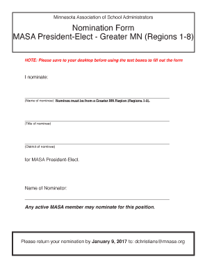 Fillable Online mnasa Nomination Form MASA President-Elect - Greater MN ...
