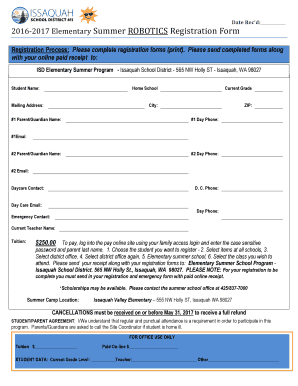 Fillable Online issaquah wednet 2016 2017 Elementary Summer ROBOTICS ...