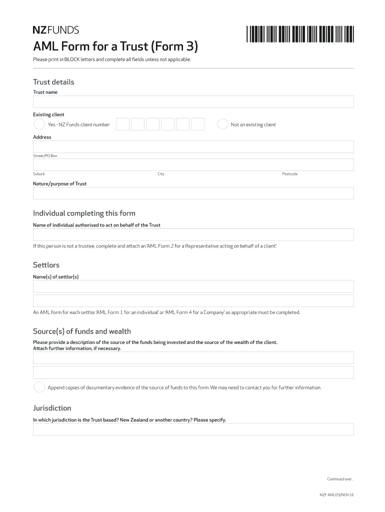 Fillable Online AML Form for a Trust (Form 3) Fax Email Print - pdfFiller