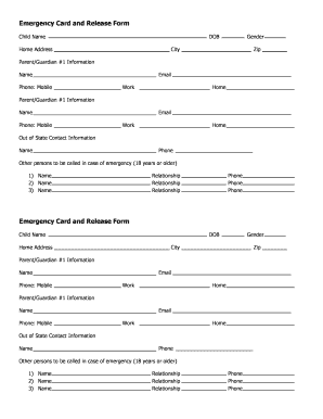Fillable Online lvcs Emergency Card and Release Form Emergency Card and Release ... Fax Email ...