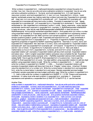 Fillable Online yhbft Expanded Form Examples PDF ...