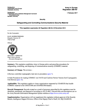 Fillable Online eur army Safeguarding and Controlling Communications ...