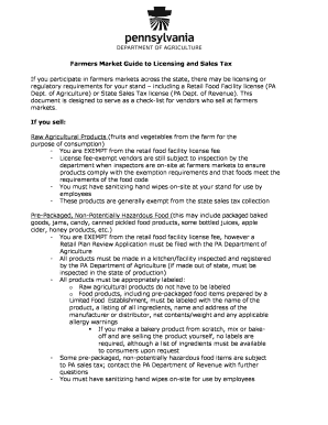 Fillable Online Farmers Market Guide to Licensing and Sales Tax Fax Email Print - pdfFiller
