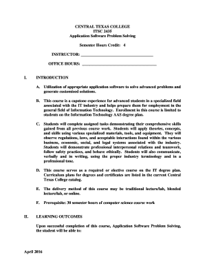 Fillable Online ctcd1 ctcd CENTRAL TEXAS COLLEGE ITSC 2435 Application ...